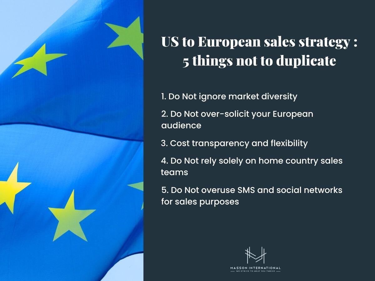 US to European sales strategy : 5 things not to duplicate